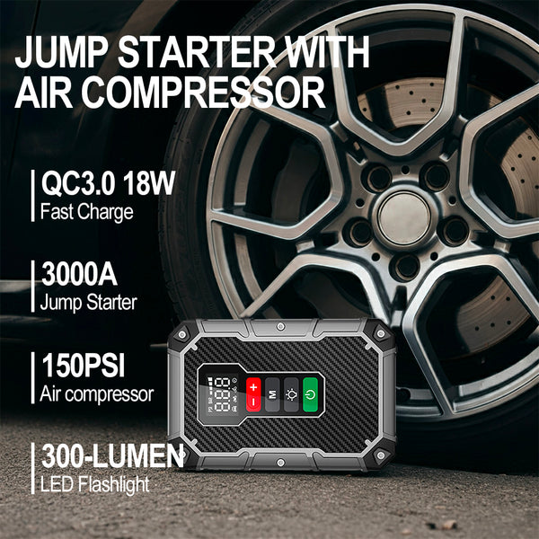 JA300 3000A Jump Starter with Air Compressor – Lighthouse